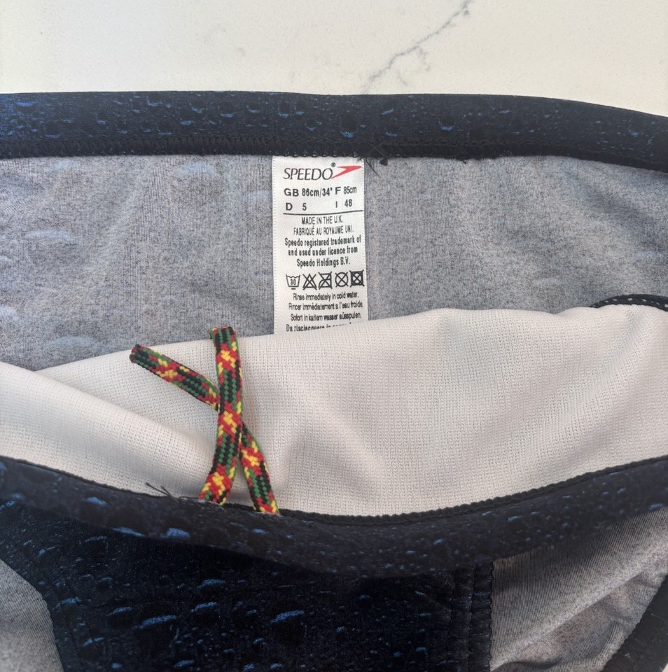 Men’s Boy’s Lad’s Vintage Speedo Navy Black Silky Retro 32” Swim Sun 🌞 ...