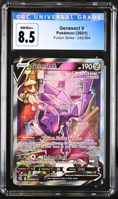 Pokémon TCG 2021 Genesect V Full Art Holo Fusion Strike 255/264 CGC NM ...