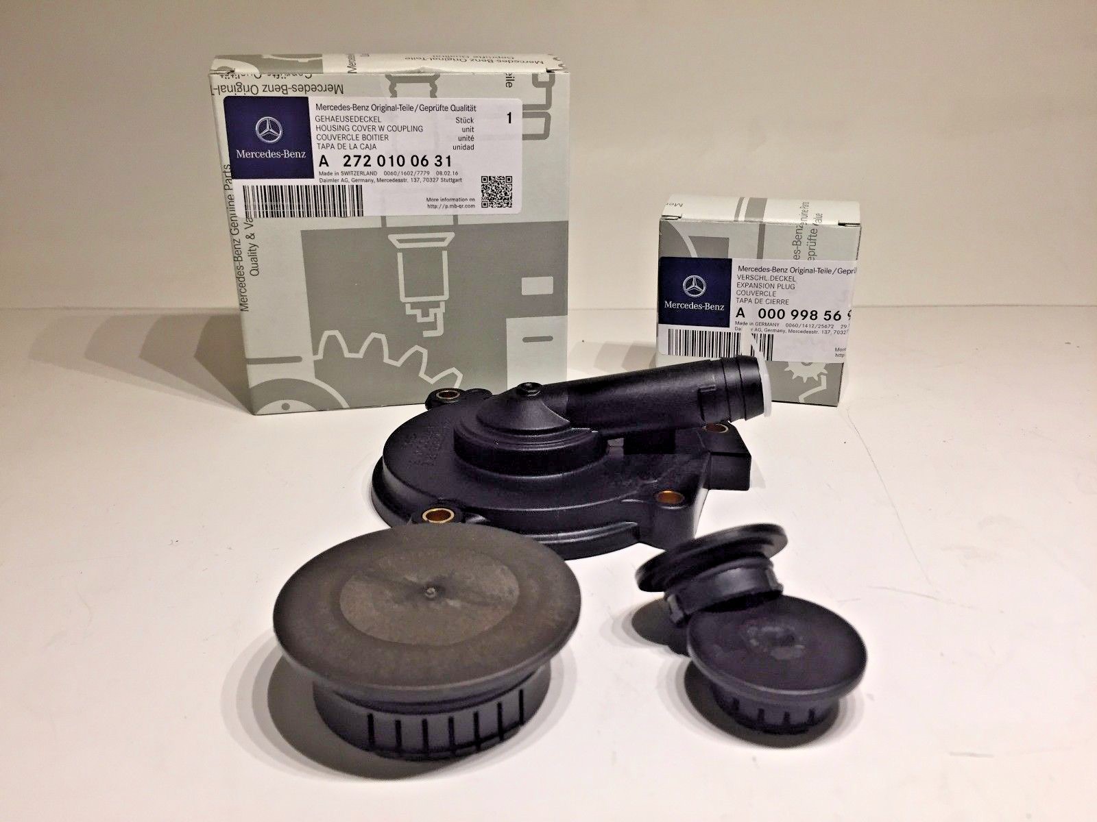 Mercedes-Benz Engine Oil Separator Kit Cover w/Seal + Camshaft Cap Set ...