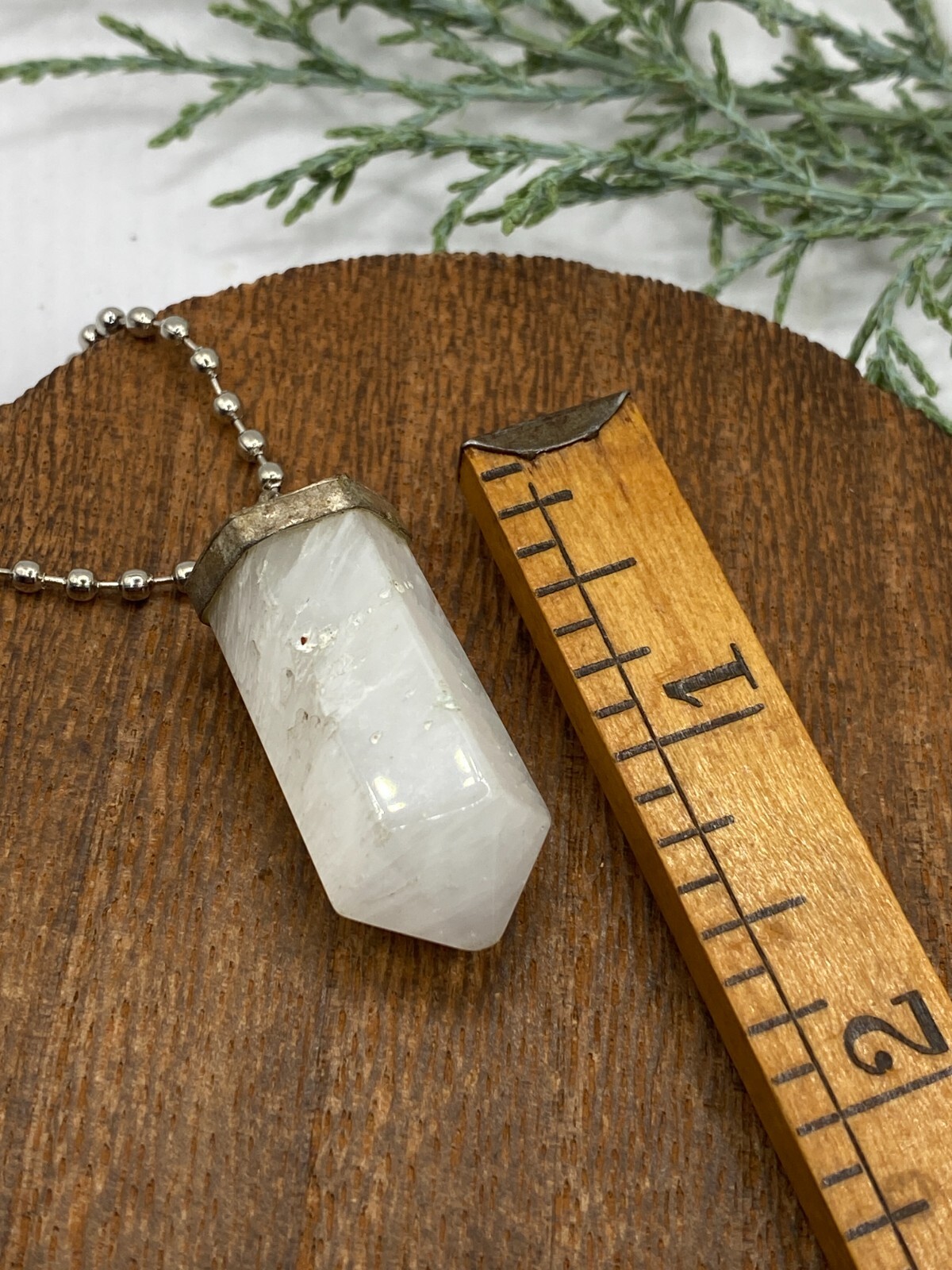 Milky white quartz crystal point pendant on ball chain Chakra, Zen ...