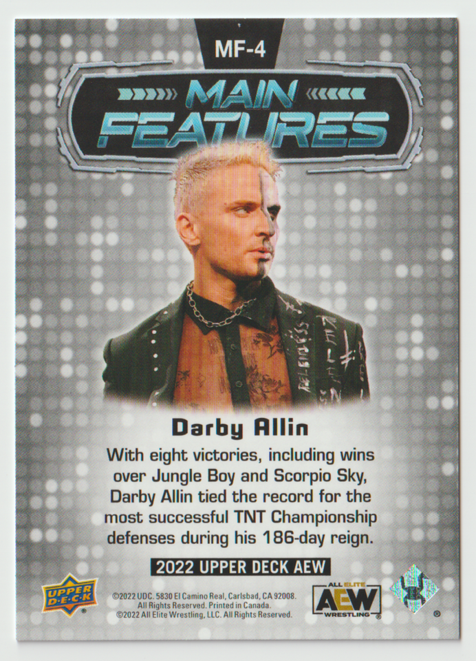 2022 Upper Deck AEW Main Features #MF4 Darby Allin | eBay