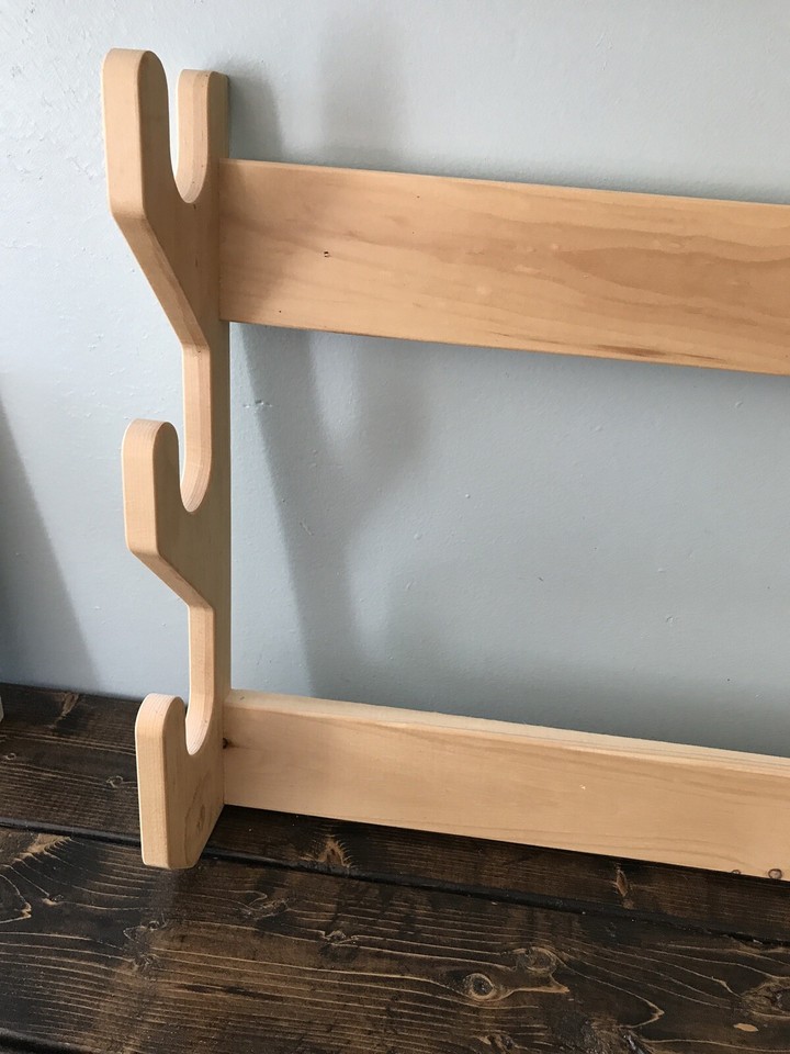 Amish MADE SOLID PINE Wood UNSTAINED 3 Gun Rack Rifle Shotgun Wall ...