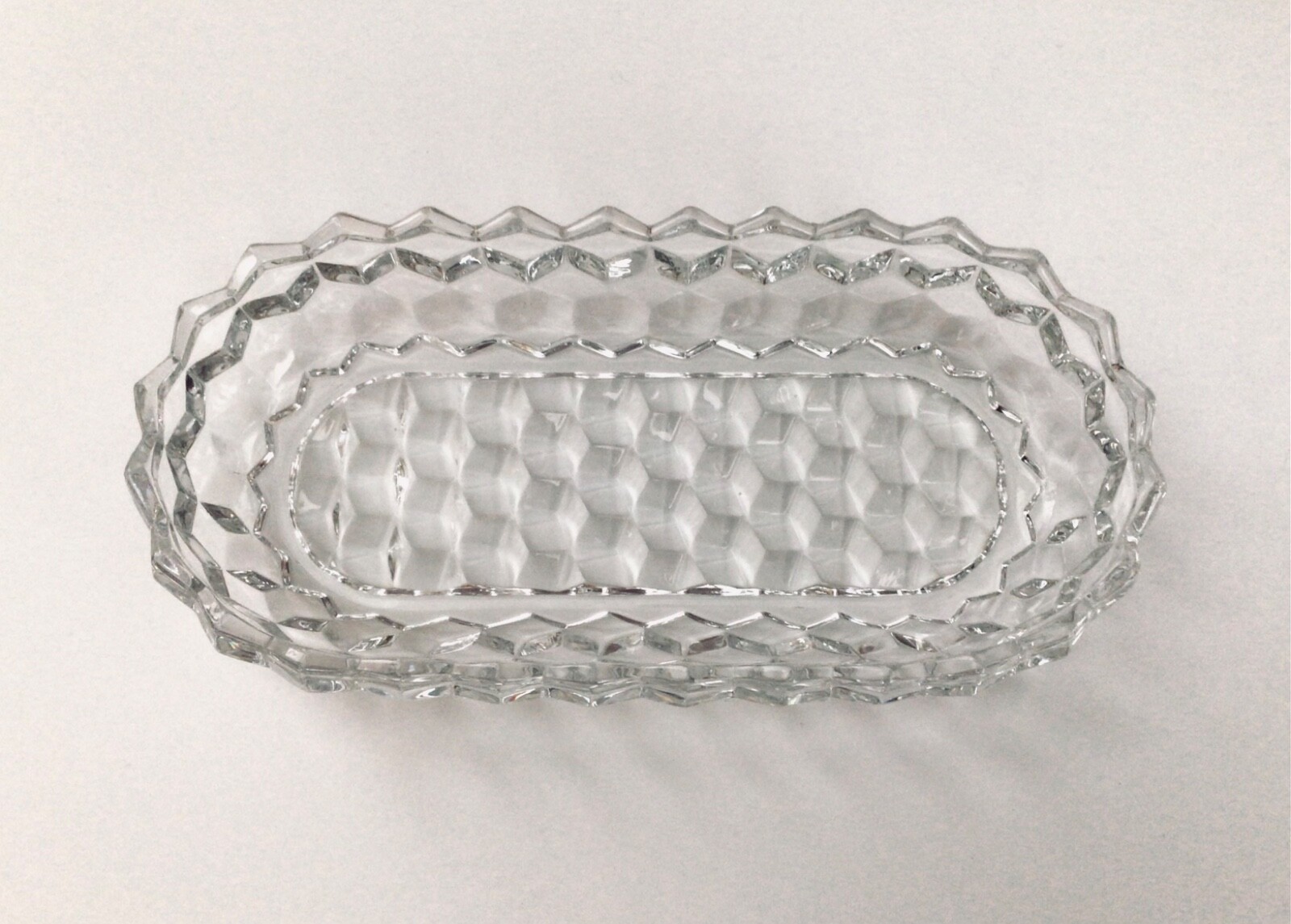 Fostoria American Clear Glass Cube Motif Pickle/Relish Dish 8” USA VTG ...
