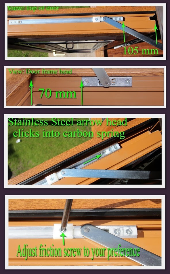 UPVC DOOR RESTRICTOR ARM STAY 335MM - PVC DOUBLE FRENCH PATIO ...