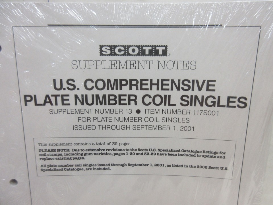 Scott US Plate Number Coil Singles Supplement #13 Stamp Album Pages ...