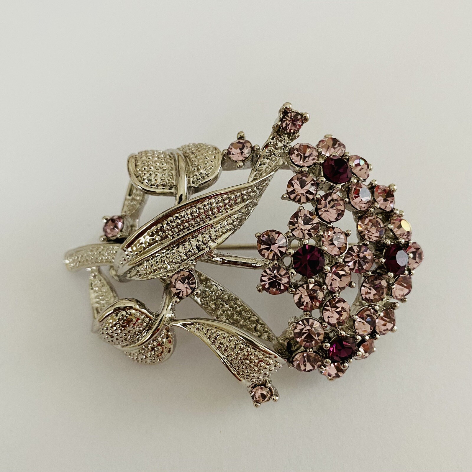 NWOT Artisan Gold Tone Floral Enamel & Silver Tone Flower Rhinestone ...