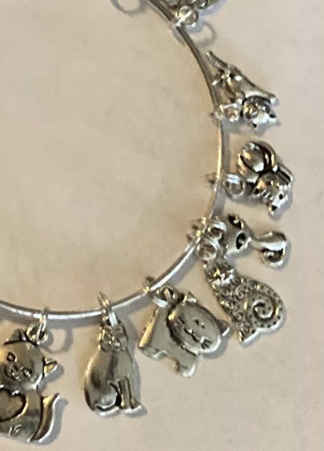 CRAZY CAT LADY Chram Bracelet 18 cat charms Love Cats Fun Gift ...