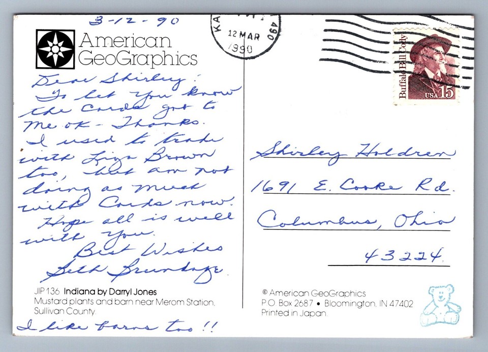 Postcard Vtg Barn Countryside Mustard Plants Merom Station Indiana 4x6 ...