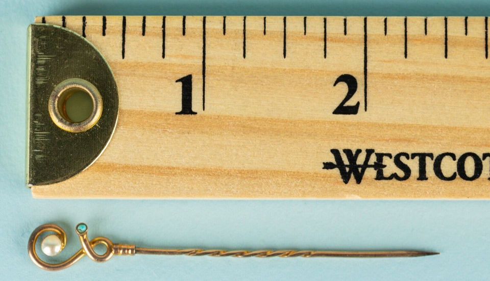 Antique 9CT Gold Stick Pin, Music Note (Stylized Treble Clef), Pearl ...