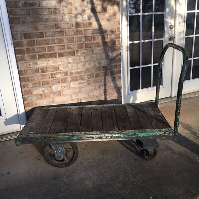 Fairbanks Iron Industrial Cart Factory Wooden Green Railroad Large | eBay
