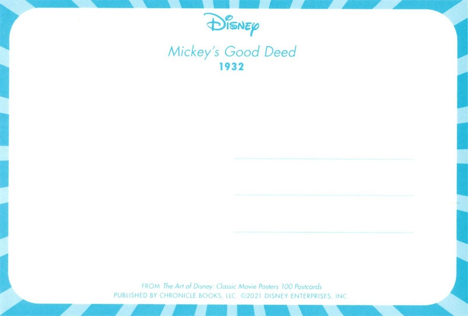 1932 Disney Mickey Mouse Good Deed Mini Movie Poster Postcard Repro 4x6 ...