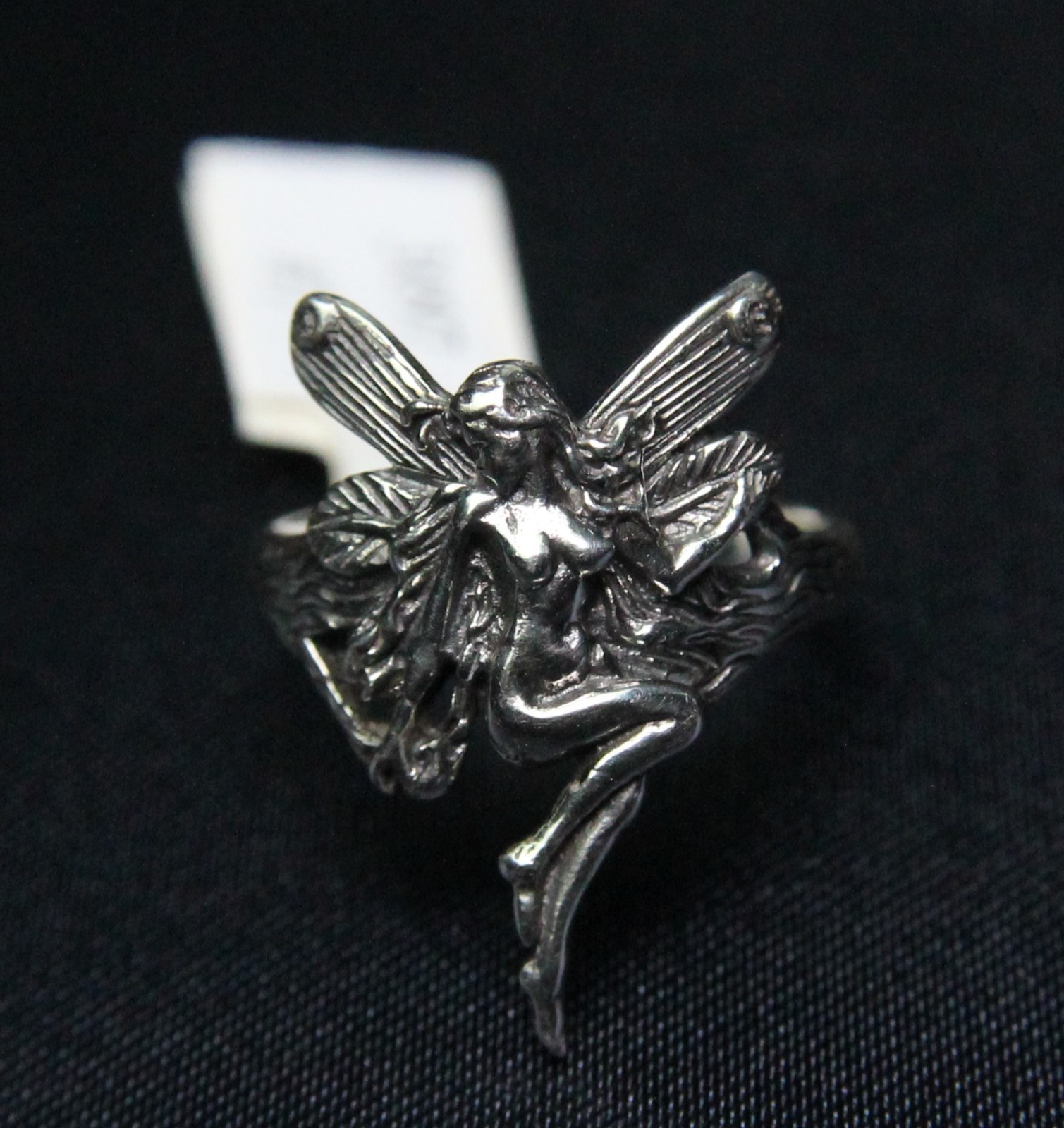 Sterling Silver Fairy Ring Lovely High Detailed Pixie Elf on Tree ...