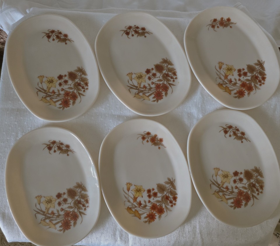 Vintage PYREX Oval Dinner Plates Harvest Spray Set of 6 | eBay UK