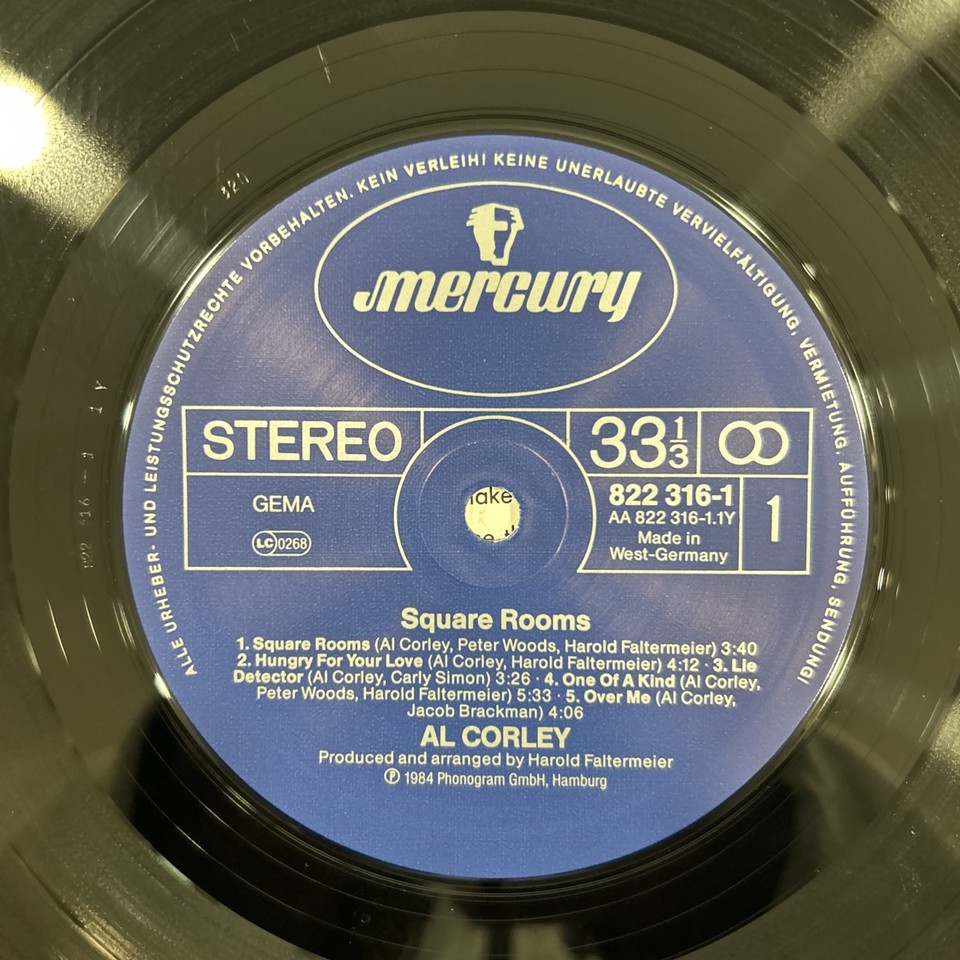 LP Al Corley - Square Rooms - 822 316-1 West Germany 1984 GEMA LC 0268 ...