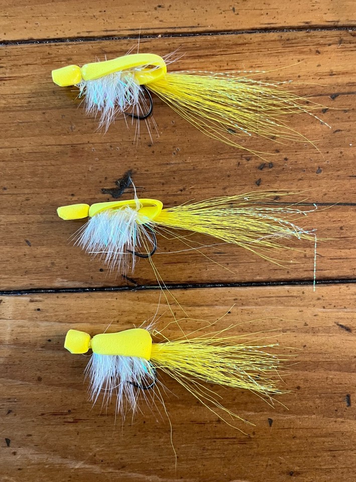 Gurgler Fly - Yellow Size 1 snook bass salt water snook red fish (3 pcs ...