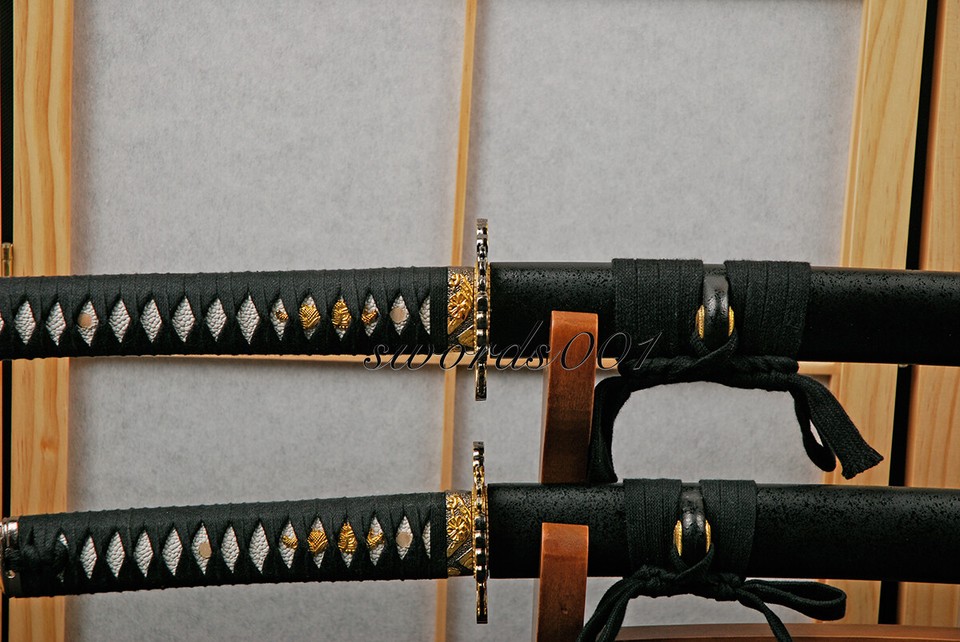 Real Sharp Swords Set Katana + Wakizashi Japanese Samurai Full Tang ...