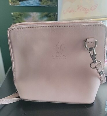 Vera Pelle Purse Made In Italy Pink Leather Purse With Detachable Strap ...