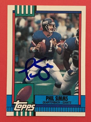 PHIL SIMMS Signed 1990 Topps #51 NY Giants GREAT Morehead State ...