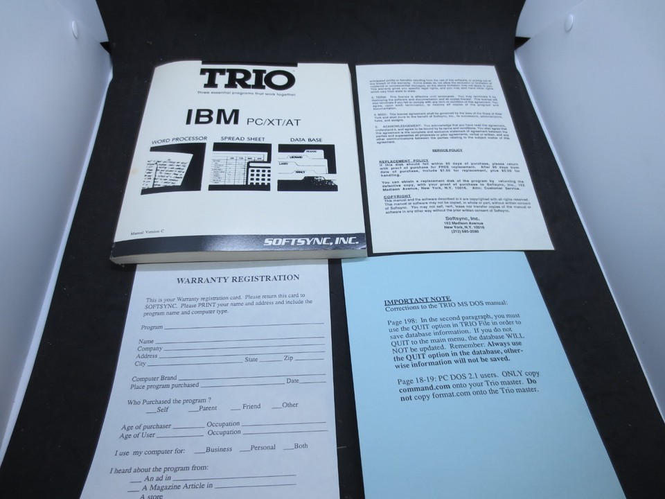 Vintage 1987 Trio Plus IBM Tandy - Word Processor, Spread Sheet, Data ...