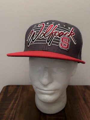 VTG 47 Brand NC State Wolfpack Hat Cap Retro 90s Logo Script Spell Out Snapback | eBay