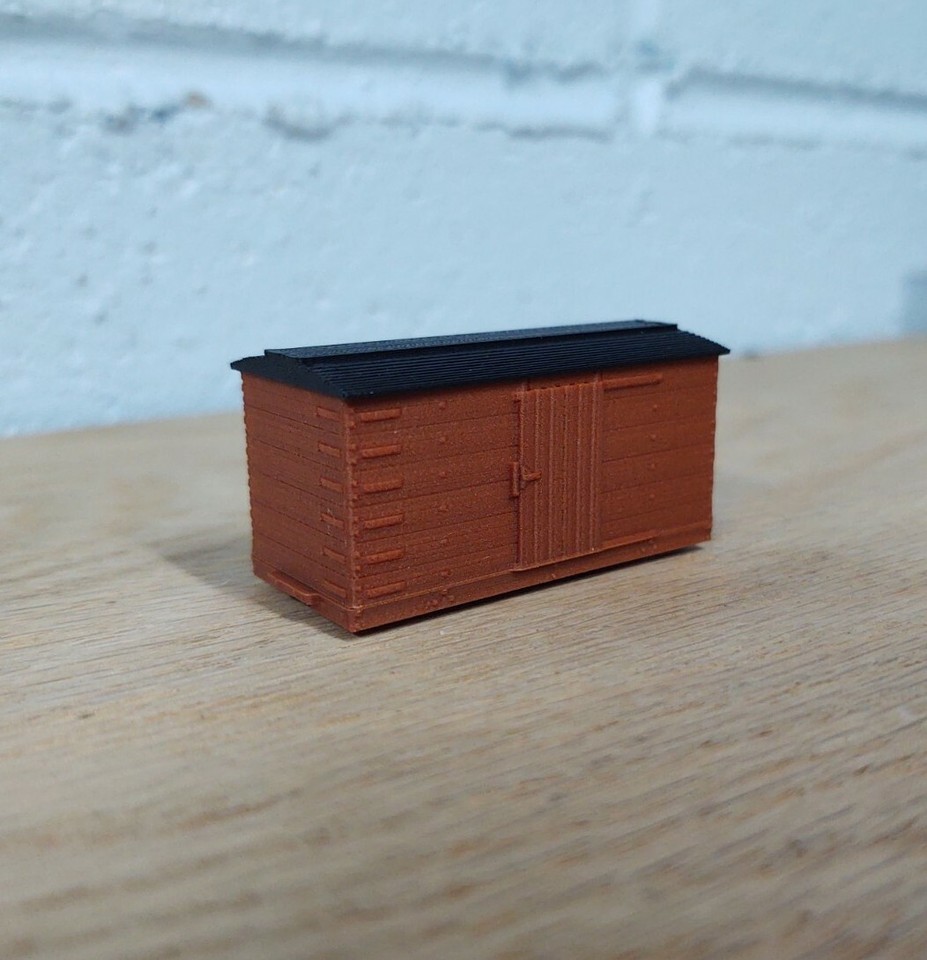 HOn30 14ft WOOD STYLE BOXCAR kit. No trucks/couplers. OXIDE RED. 3D ...