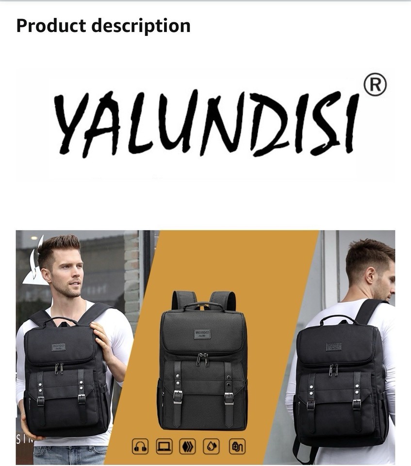 YALUNDISI Vintage Backpack Travel Laptop Backpack with usb Charging ...
