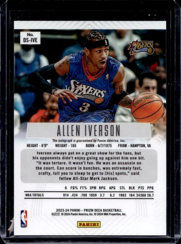 2023-24 Panini Prizm Deca Allen Iverson Signatures Auto #DS-IVE | eBay
