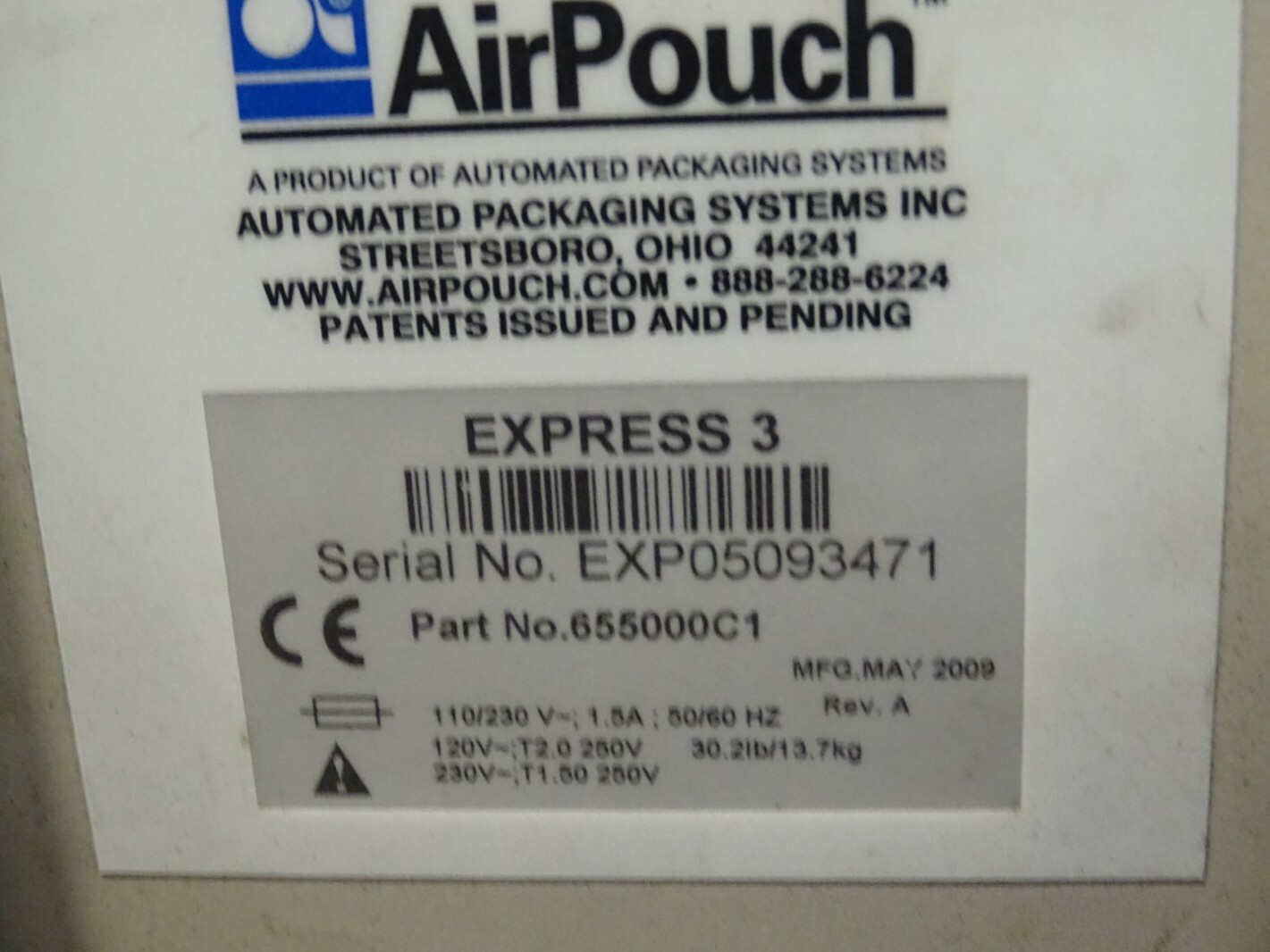 AirPouch Tabletop Pillow Packing Machine Express 3, 655000C1 | eBay