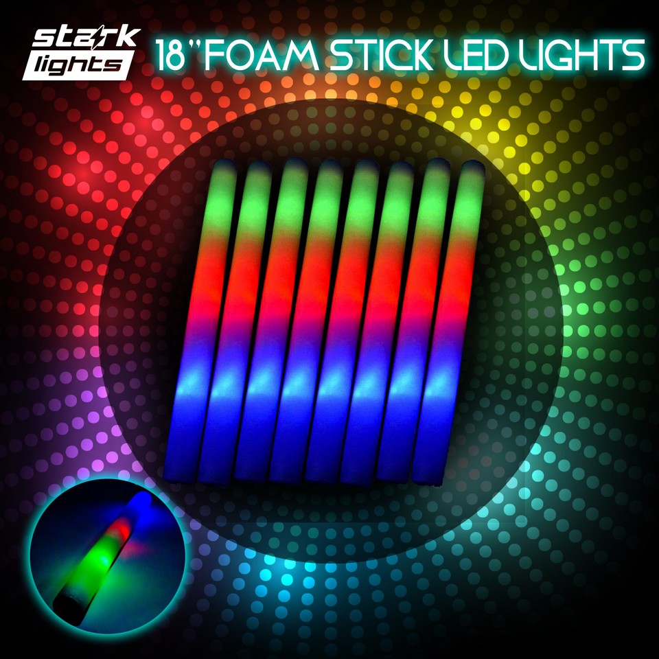24 PCS Light Up Foam Sticks LED Wands Rally Rave Batons DJ Flashing ...