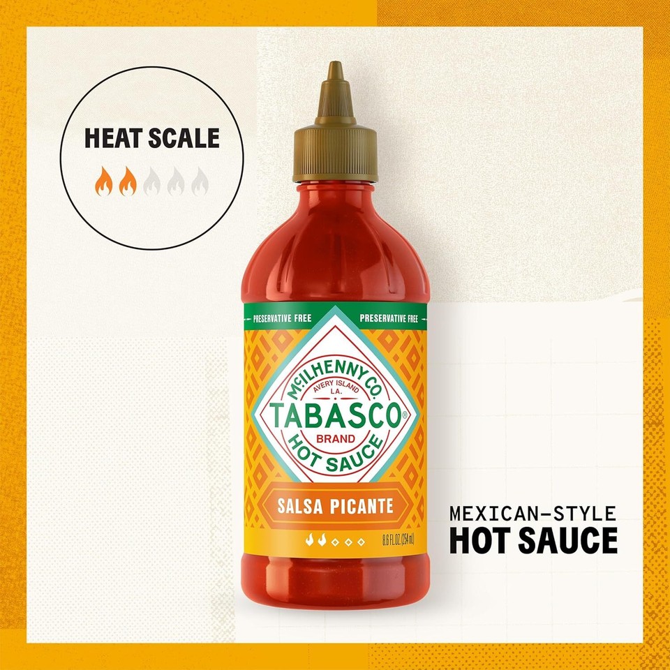 TABASCO® Brand Salsa Picante, Vibrant & Mild Hot Sauce, Easy-To-Squeeze ...
