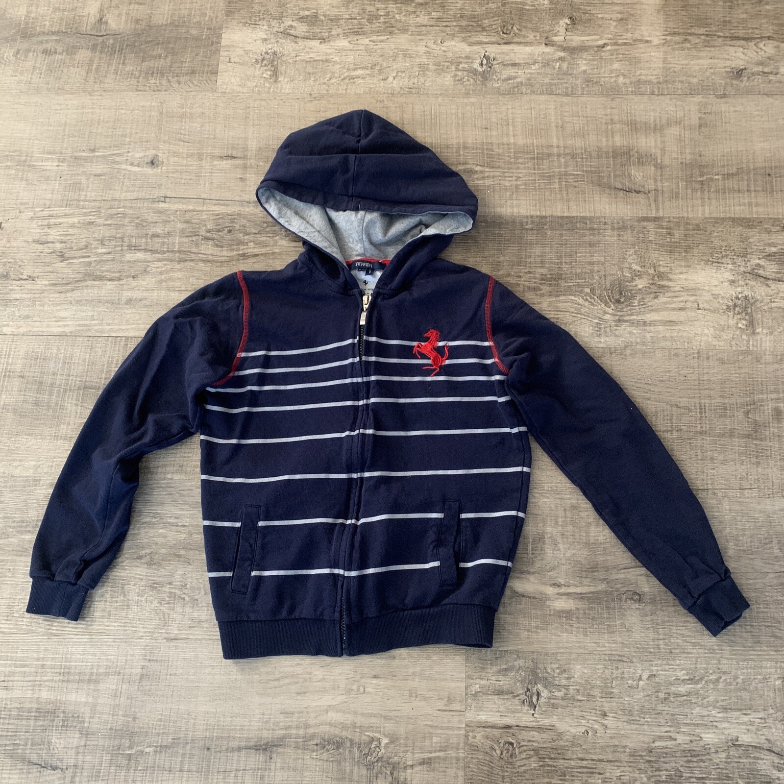 Ferrari Kids Boys Blue Hoodie Sweater Full Zip Size 11-12 | eBay