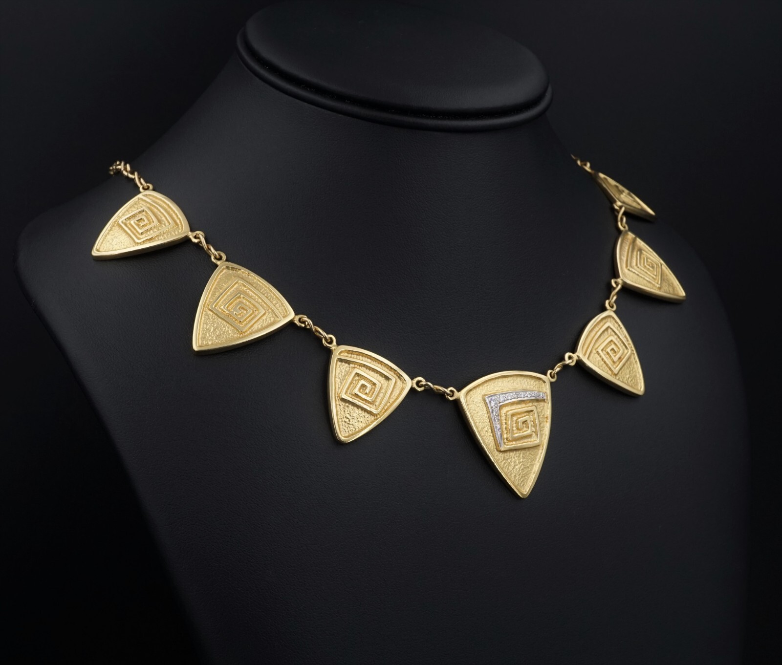 Larry Golsh Necklace 18k Gold Diamond Shield Panel Pala Mission 18 ...