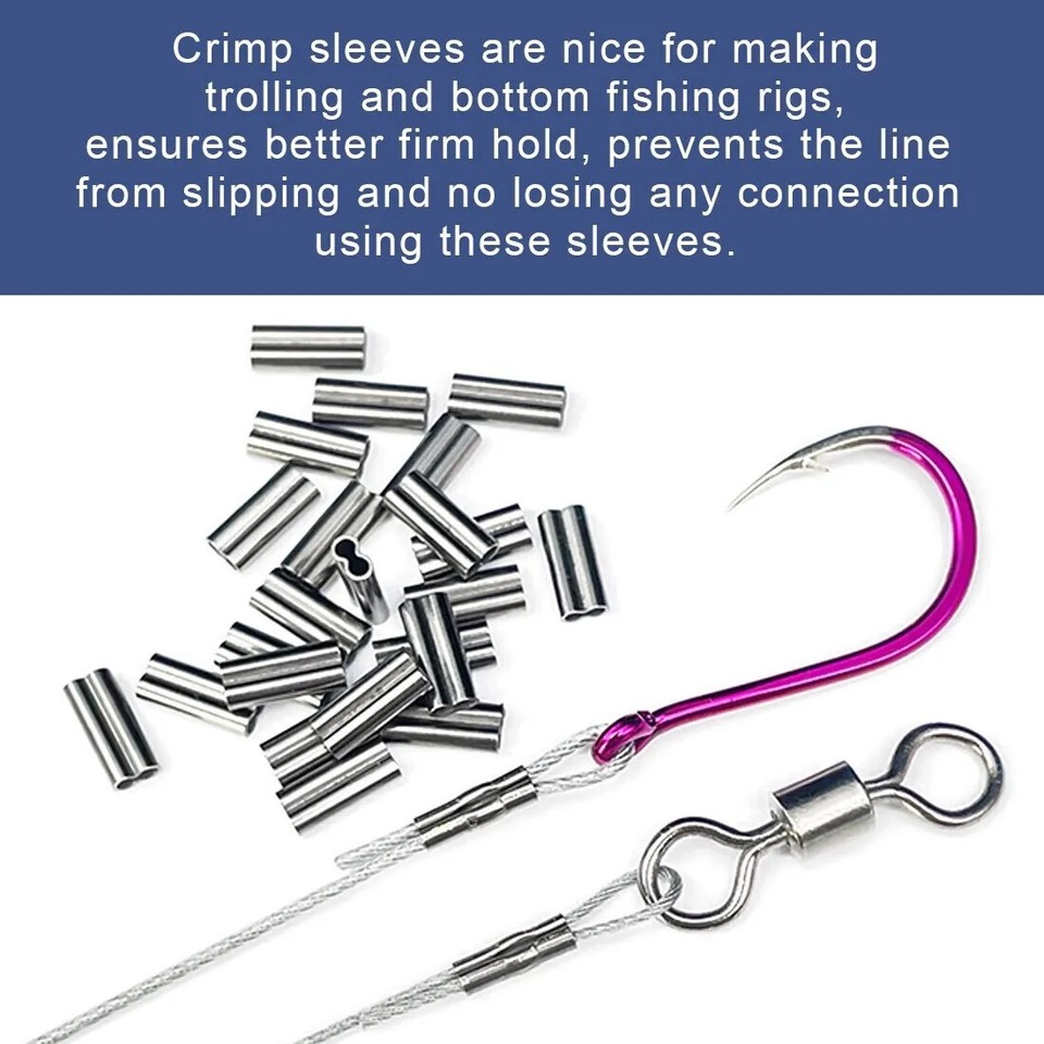 Copper Double Barrel Fishing Crimp Sleeves Tackle Line Tube Connector 0 ...