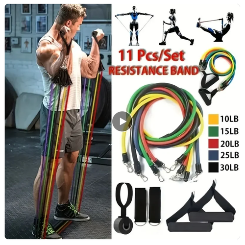11 pièces extenseur élastiques musculation fitness gymnastique yoga ...