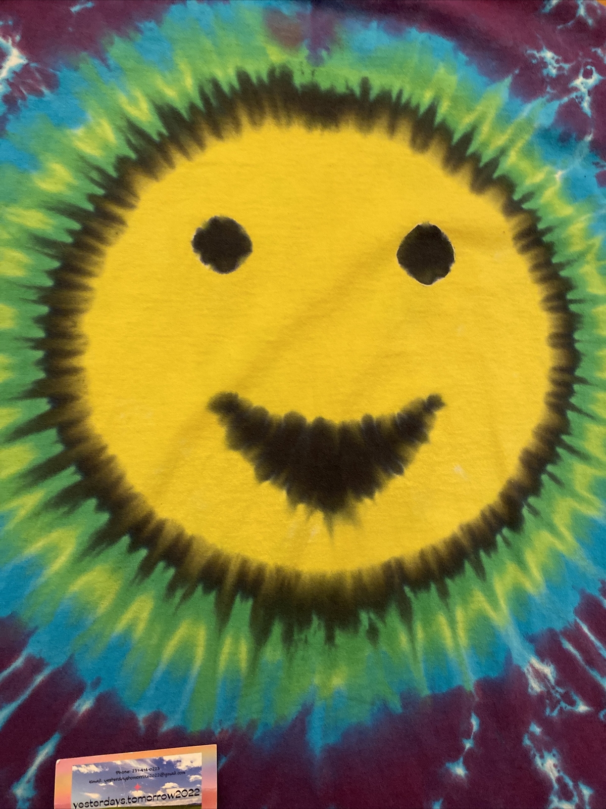 VINTAGE 90'S LEE SMILEY FACE TIE-DYE DOUBLE SIDED TEE… - Gem