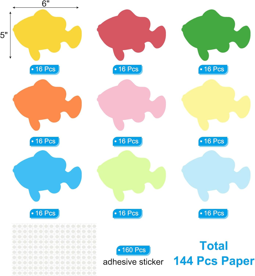 Fish Cutouts, 144 Pack Paper Fishes, Colorful Fish Cutout for Classroom ...
