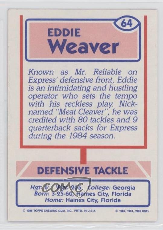 1985 Topps USFL Eddie Weaver #64 | eBay