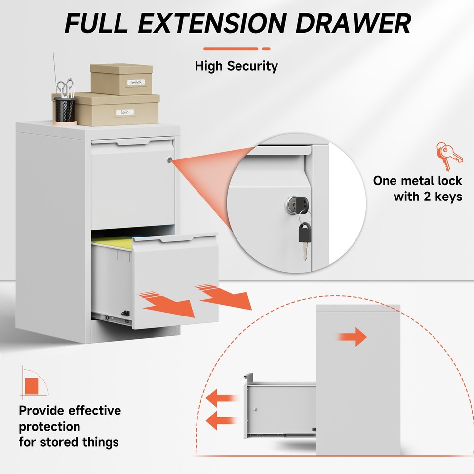 NEW Metal Vertical File Storage Cabinet with Lock 2 Drawer Office ...