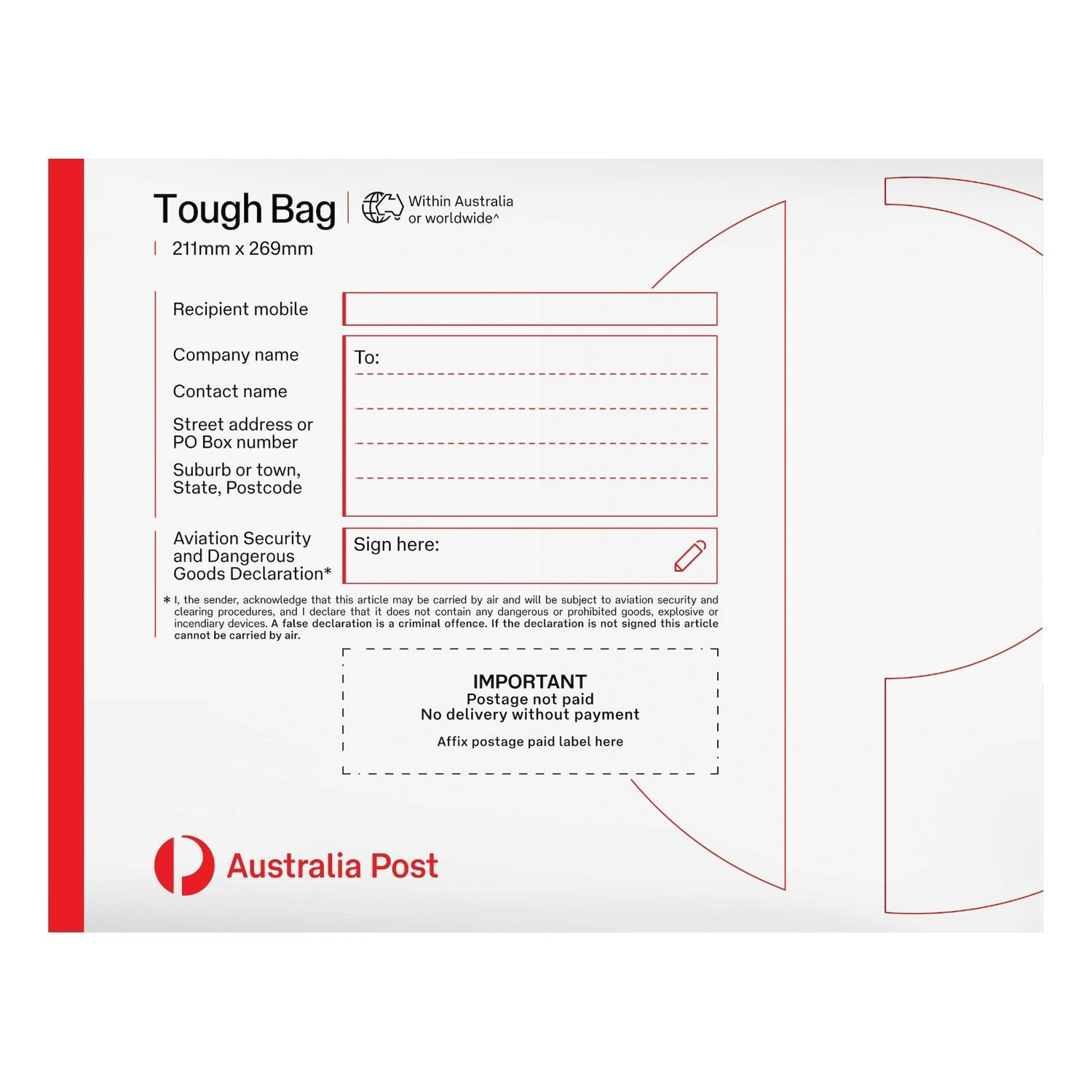 Australia Post Tough Bag TB1 (211 x 269mm) pack of 20 | eBay Australia