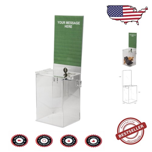 Compact Clear Acrylic Suggestion & Donation Box with Lock and Display ...