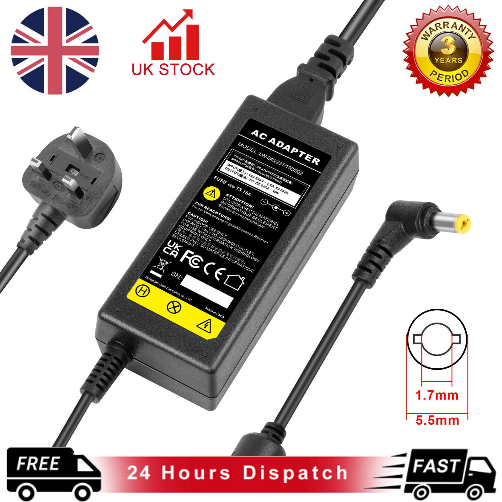 45W AC Adapter For Acer ADP-45FE F ADP-45HE D Laptop Charger Power ...