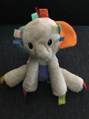 Bright Starts Gray Elephant Taggie Lovey Toy Stuffed Plush Animal (40 ...