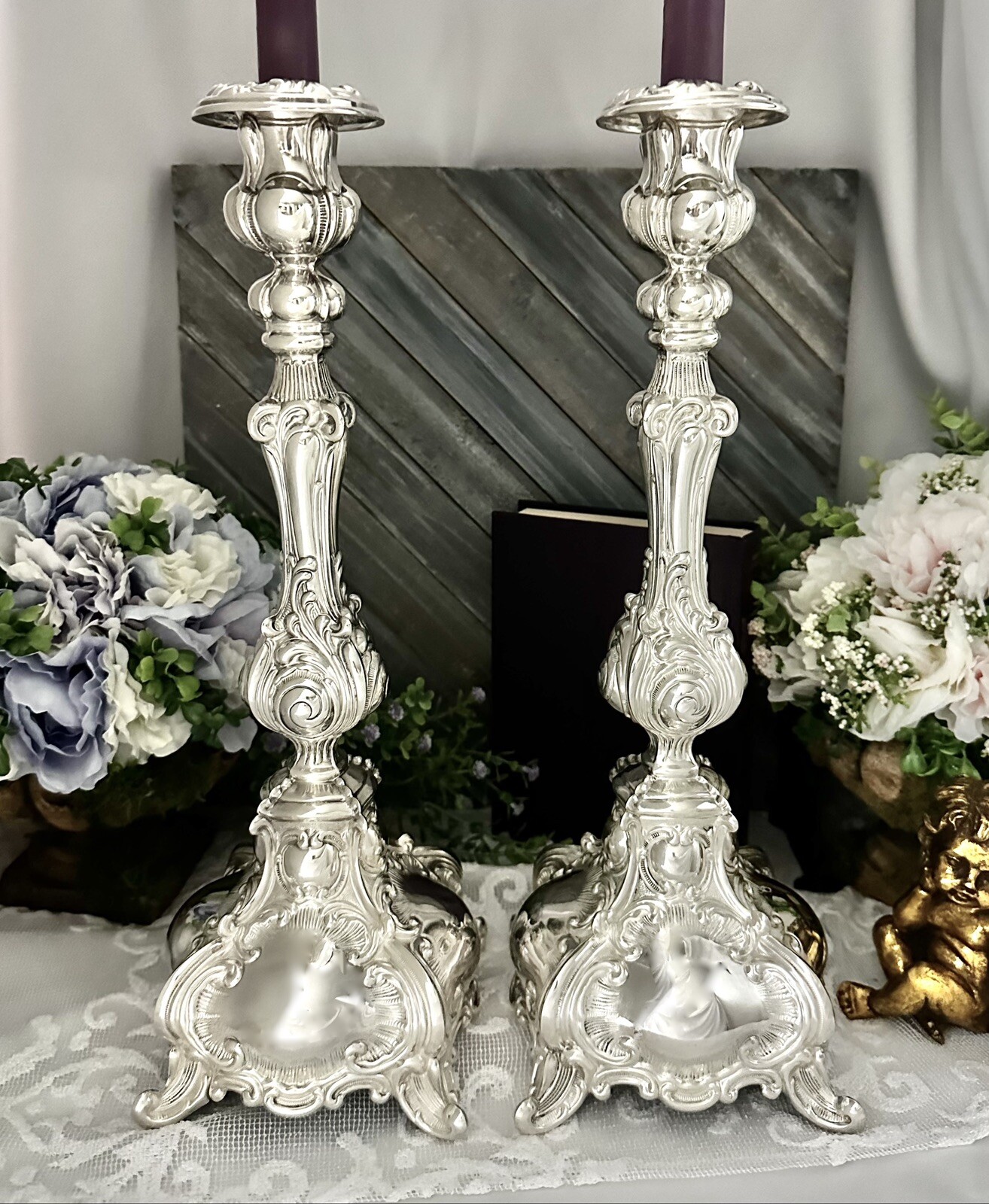 Hazorfim Sterling Candlesticks Ben Yehuda XL Legacy Heirloom Collection ...