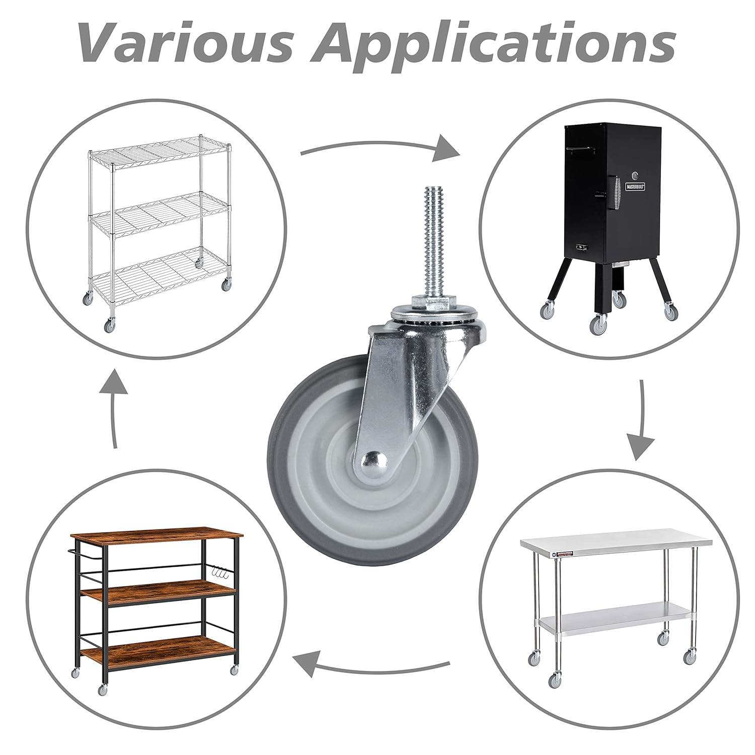 Finnhomy Caster Wheels 3 Inch Set of 4 Heavy Duty Threaded Stem Casters ...