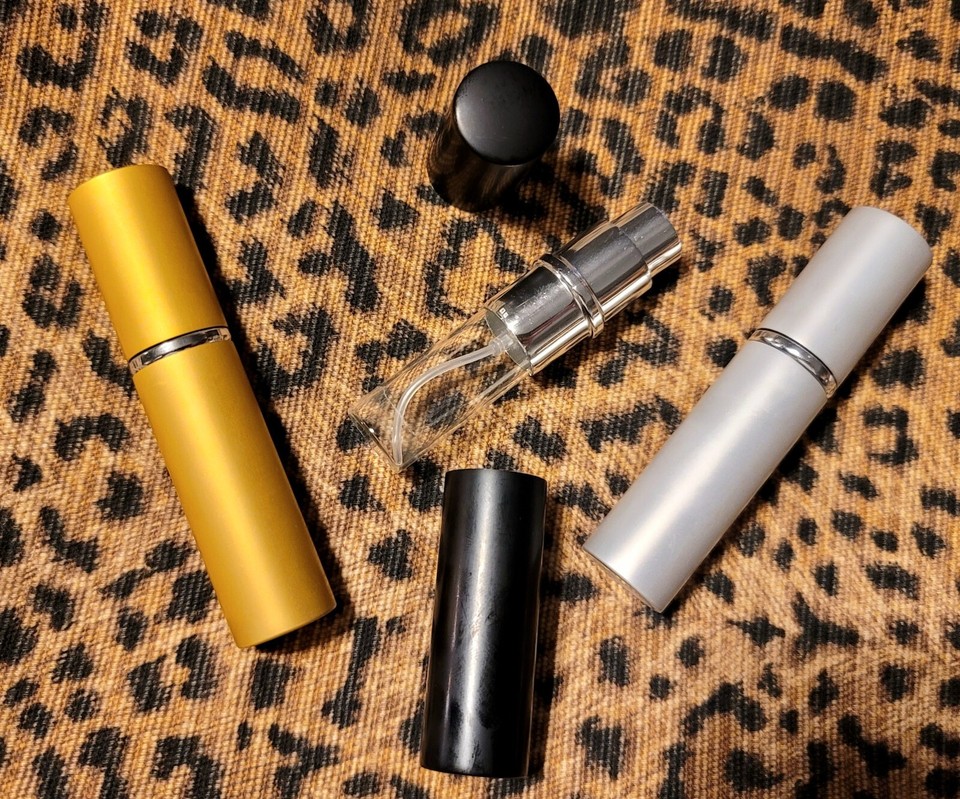 Set Of 3 Assorted Refillable Parfum Travel Atomizers - Black Gold ...