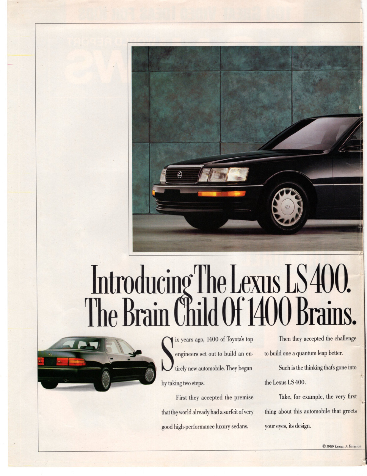 Lexus LS400 Car 1990 Vintage 2 Pg Print Ad Original Man Cave Garage ...
