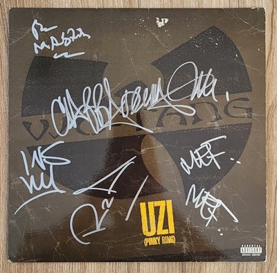Wu-Tang Clan (5 Autos) Signed UZI (Pinky Ring) Vinyl Record RZA Method ...