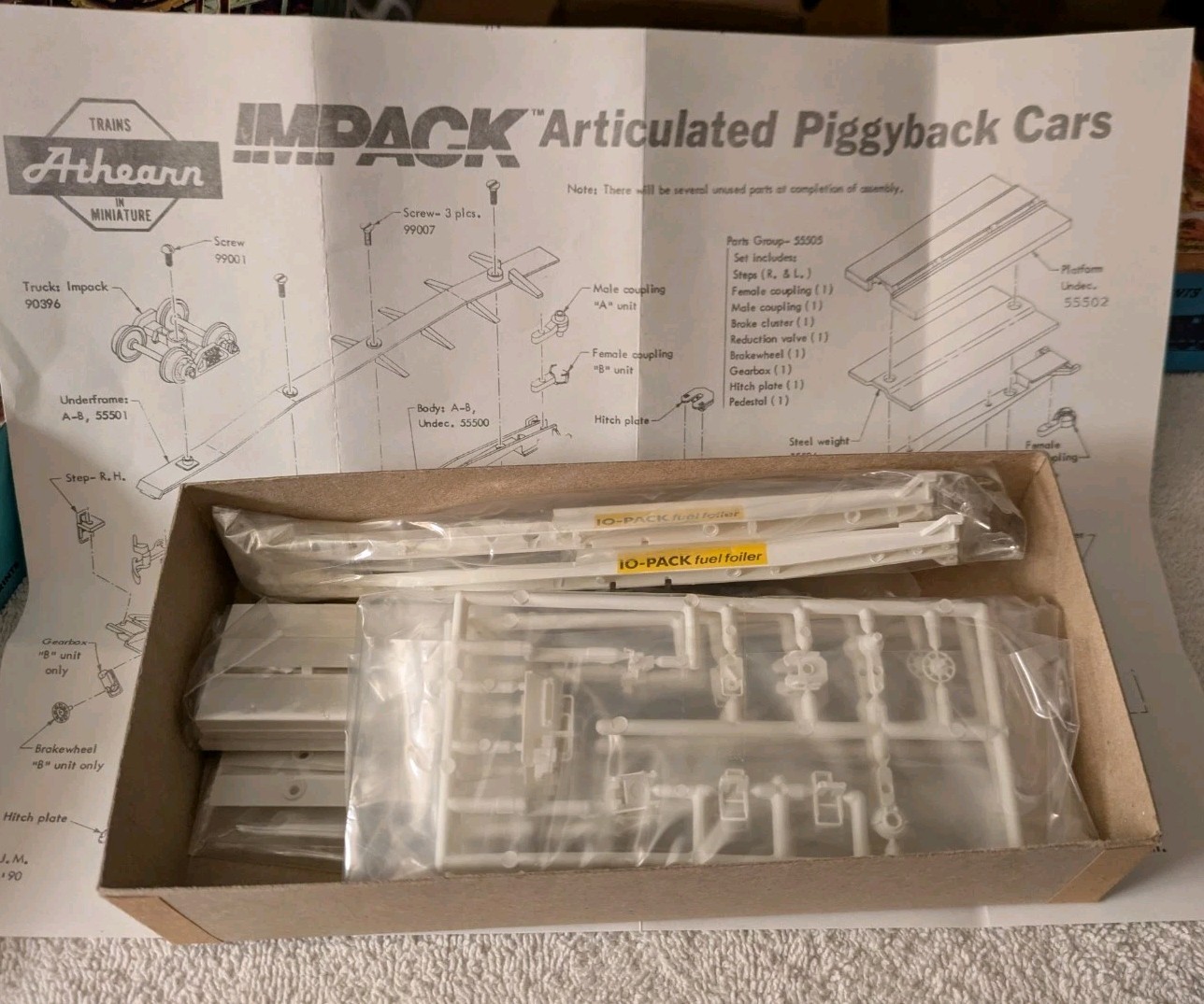 Athearn 5564 HO Impack 3x Intermediate Spine Cars Kit Santa FE ATSF ...