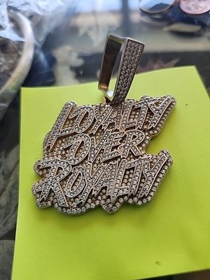 MOISSANITE Real Silver / Gold Iced LOYALTY OVER ROYALTY Hip Hop Pendant ...
