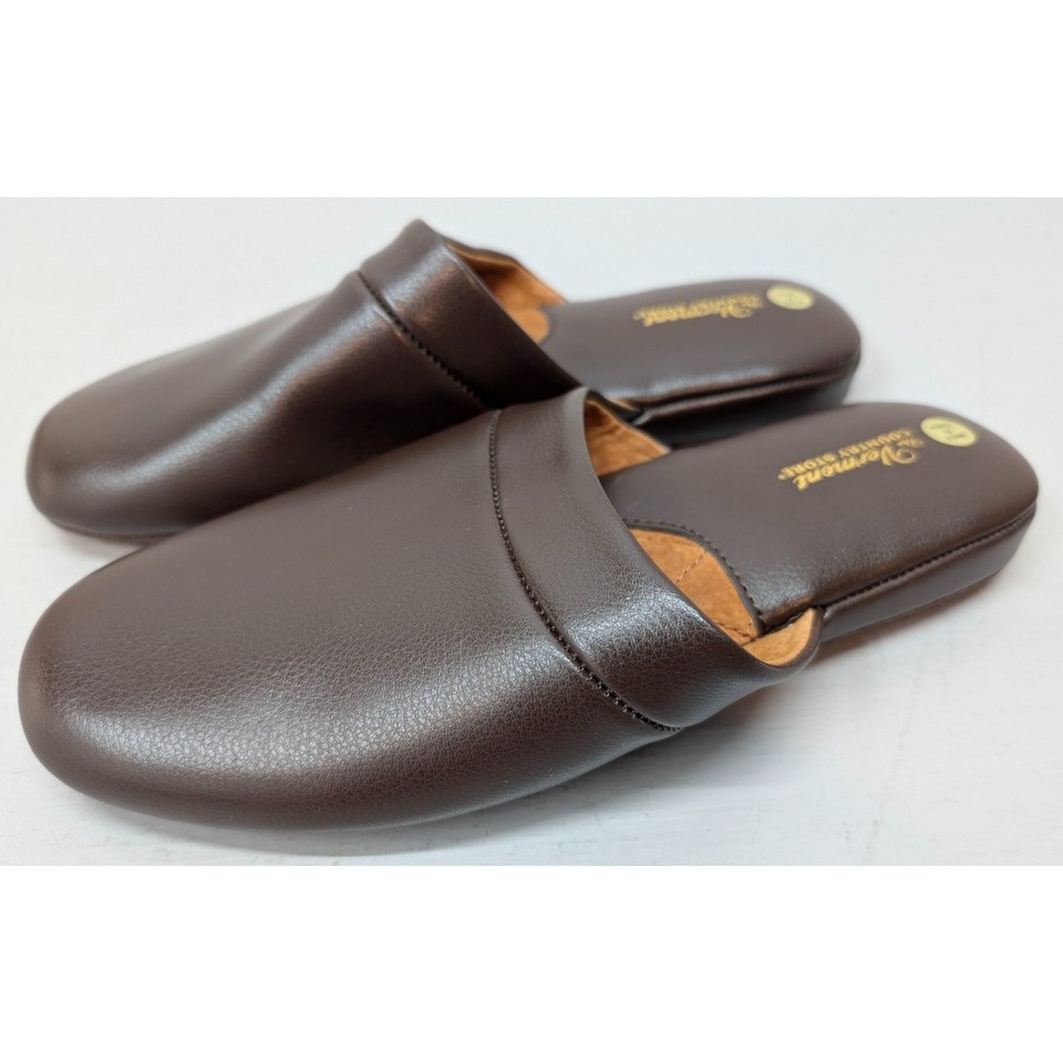 The Vermont Country Store Men's Genuine Leather Scuff Slippers Size 10M ...